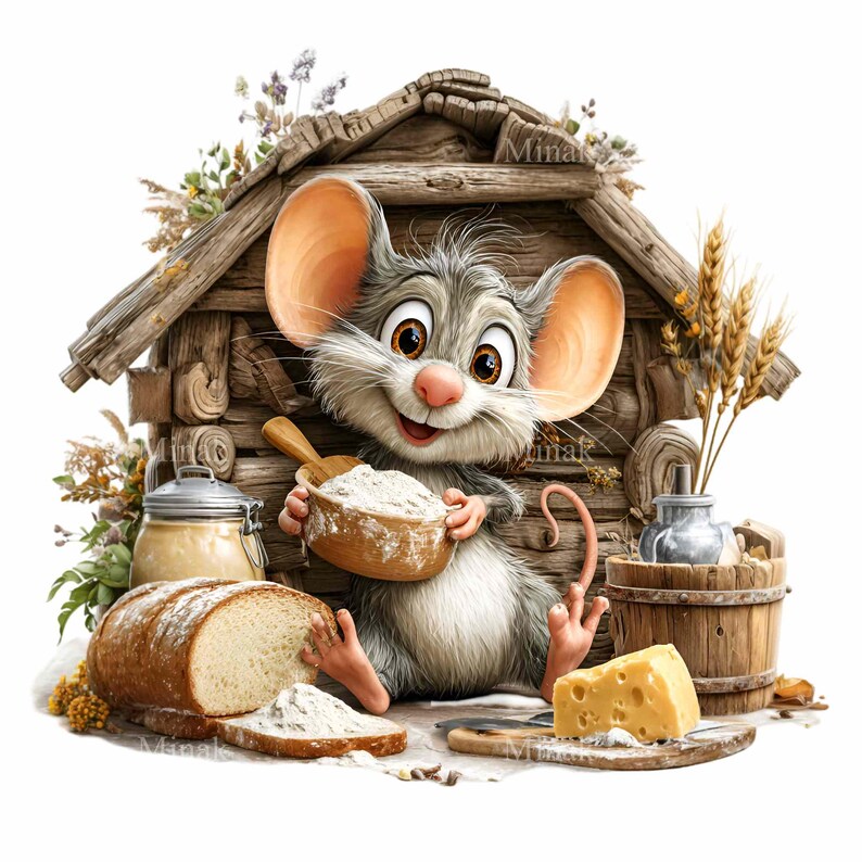 16 PNG Mouse Baker Clipart – Chef Mouse With Bread for Kitchen Art ...