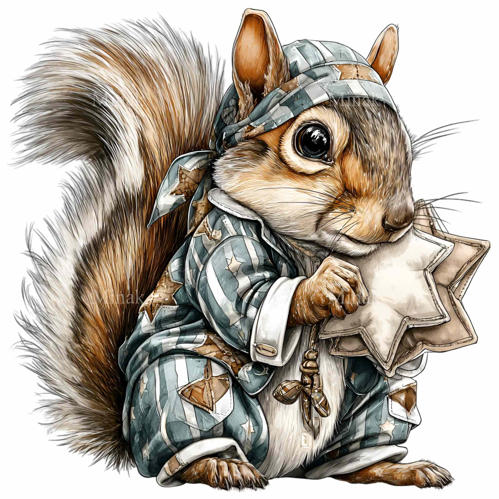 10 PNG Clipart écureuil endormi, pyjama animaux graphiques, art ...
