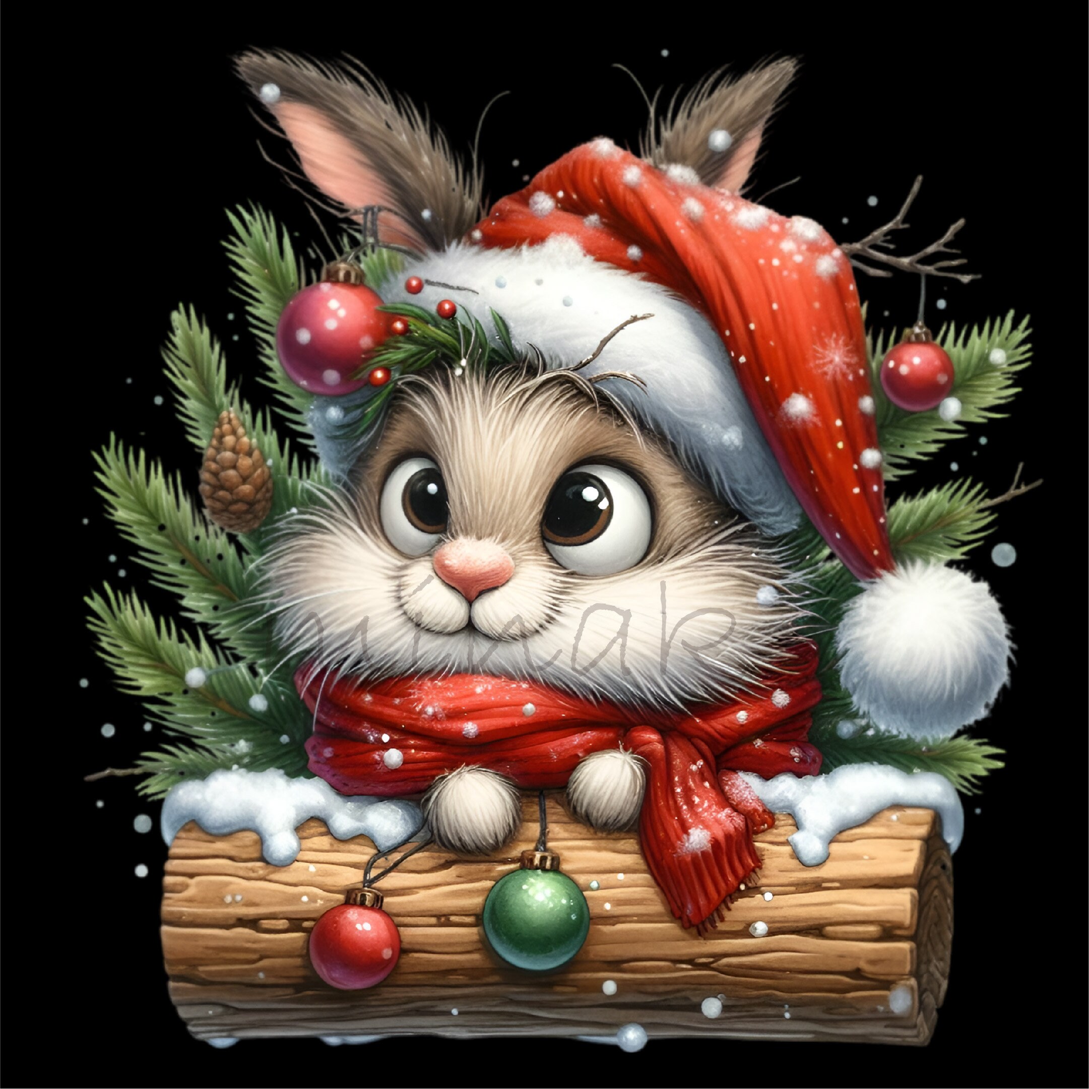 15 PNG Holiday Bunny Clipart PNG – Funny Christmas Rabbit With Santa ...