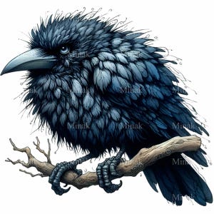 10 PNG Raven Clipart - Spooky Crow - Gothic Bird Illustration ...