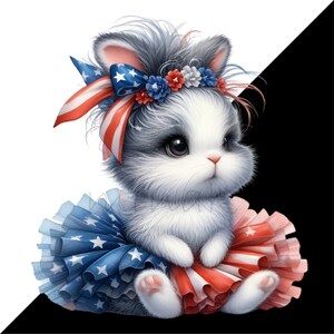 Patriotic Bunny PNG Clipart | 12 Cute Bunny in Stars and Stripes Outfit ...