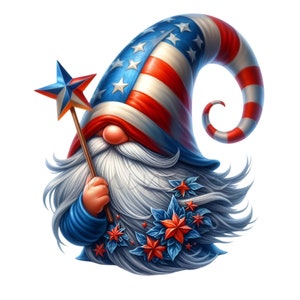 Patriotic Clip Art, Gnome Clipart, 15 PNG 4th of July Independence Day ...