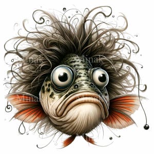 14 Funny Fish PNG Clipart - Grumpy Fish With Messy Hair and Glasses ...