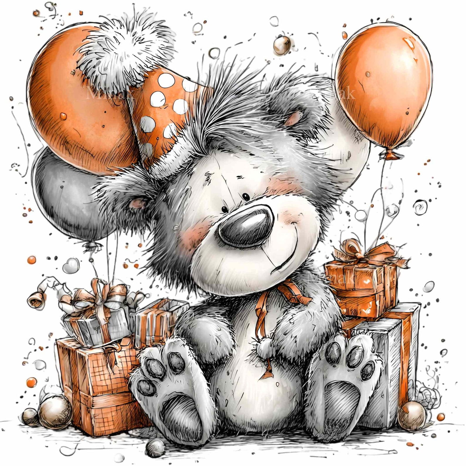 10 PNG Birthday Bear Clipart - Cute Party Animal Png - Kids Invitation ...