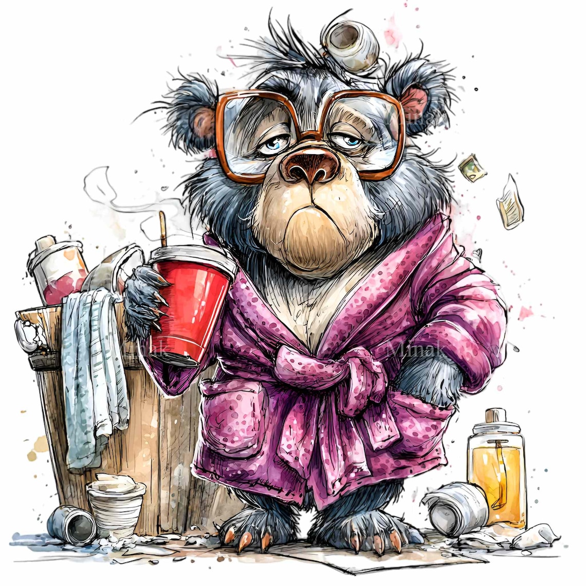 15 PNG Tired Bear Clipart – Funny Coffee PNG – Great for Morning Humor ...