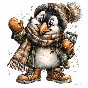 15 PNG Penguin Winter PNG – Cute Penguin Clipart With Scarf and Boots ...