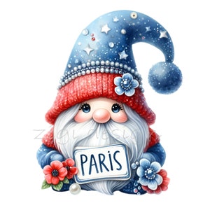 Paris Clipart, Gnome Clip Art, 15 PNG Watercolor French Gnome, Junk ...