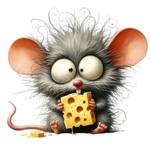 Cute Mouse Eating Cheese 10 PNG Funny Kids Comics Cartoon Illustration ...