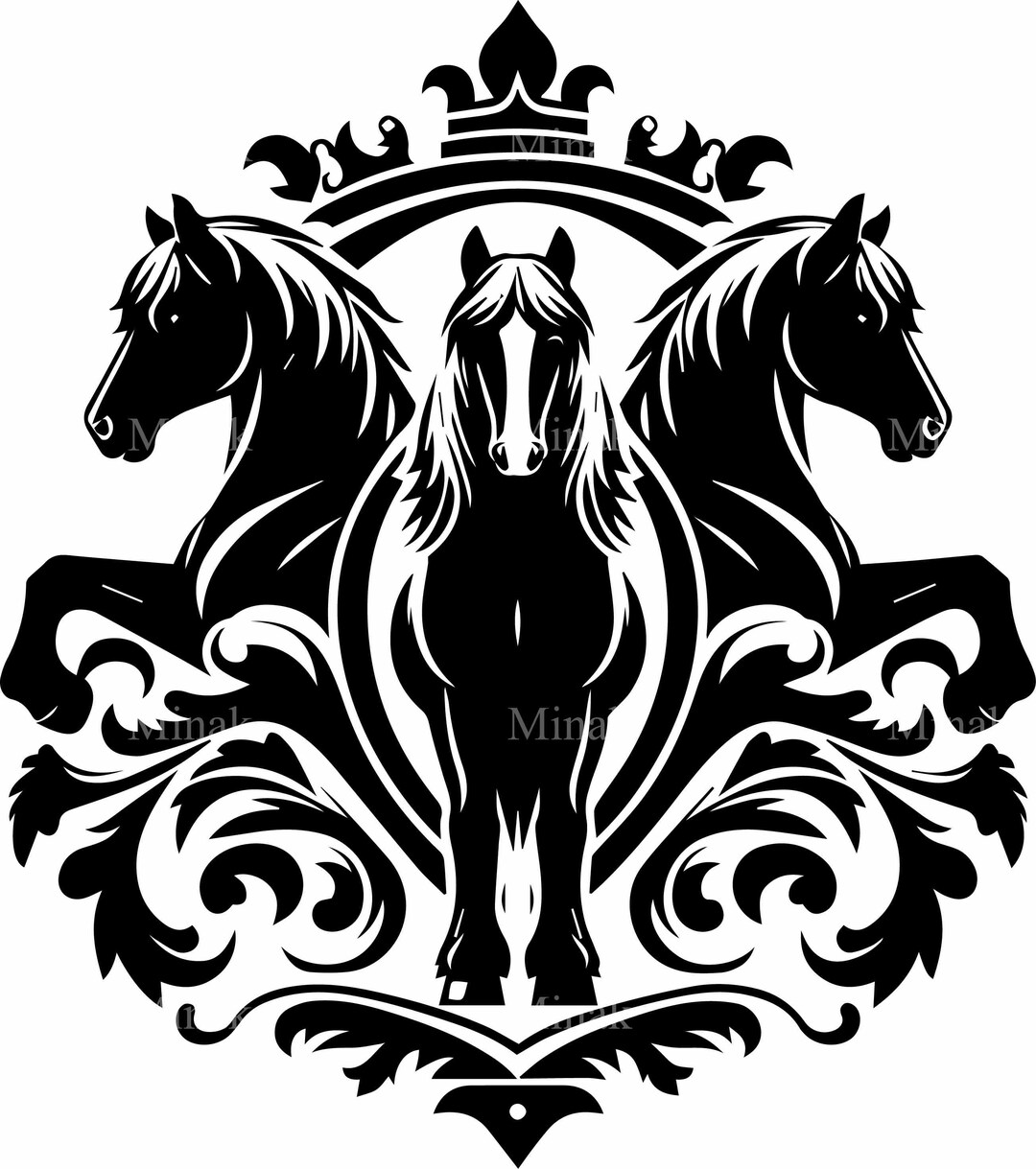 6 SVG Royal Horse Crest SVG Cut File | Elegant Equestrian Emblem ...