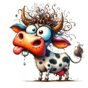 Comics Cow Funny Farm Animal Colorful Cartoon Clipart 14 PNG ...
