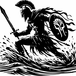 6 SVG Gladiator Warrior SVG Cut File – Sword & Shield Fighter Clipart ...