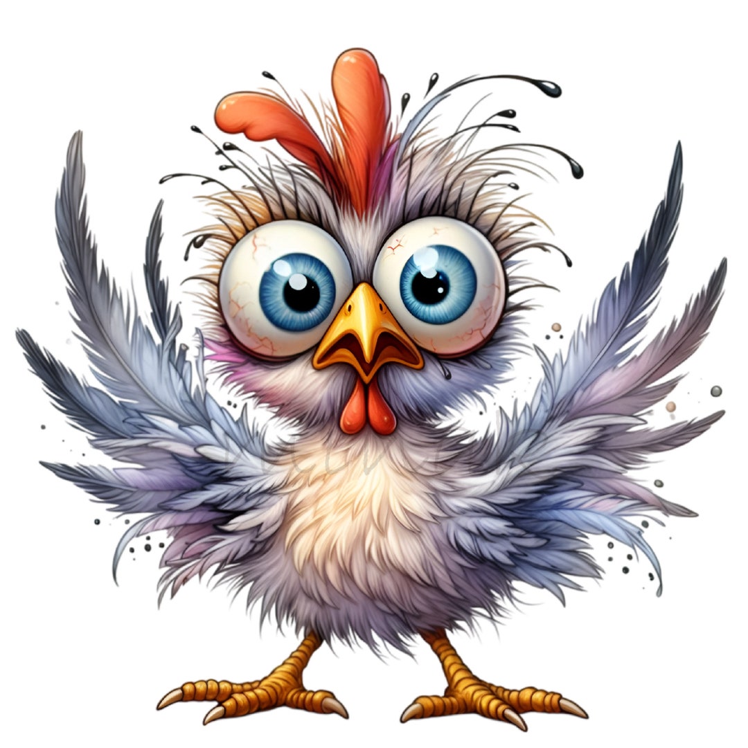 12 PNG Funny Chicken Clipart - PNG Quirky Rooster Illustration ...