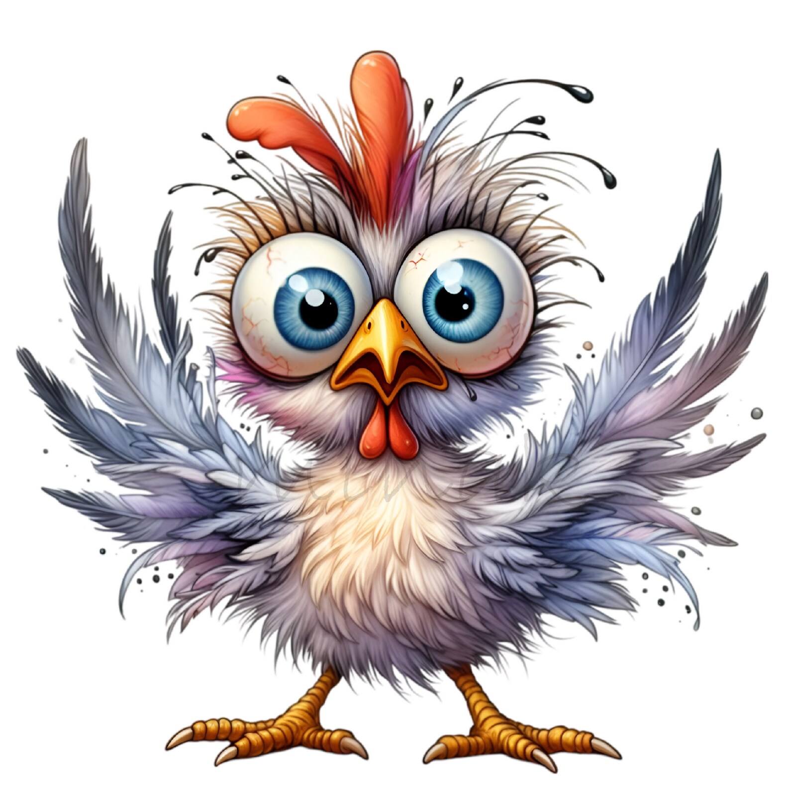 12 PNG Chicken Funny Rooster Clipart, Messy Hair Sublimation, Stressed ...