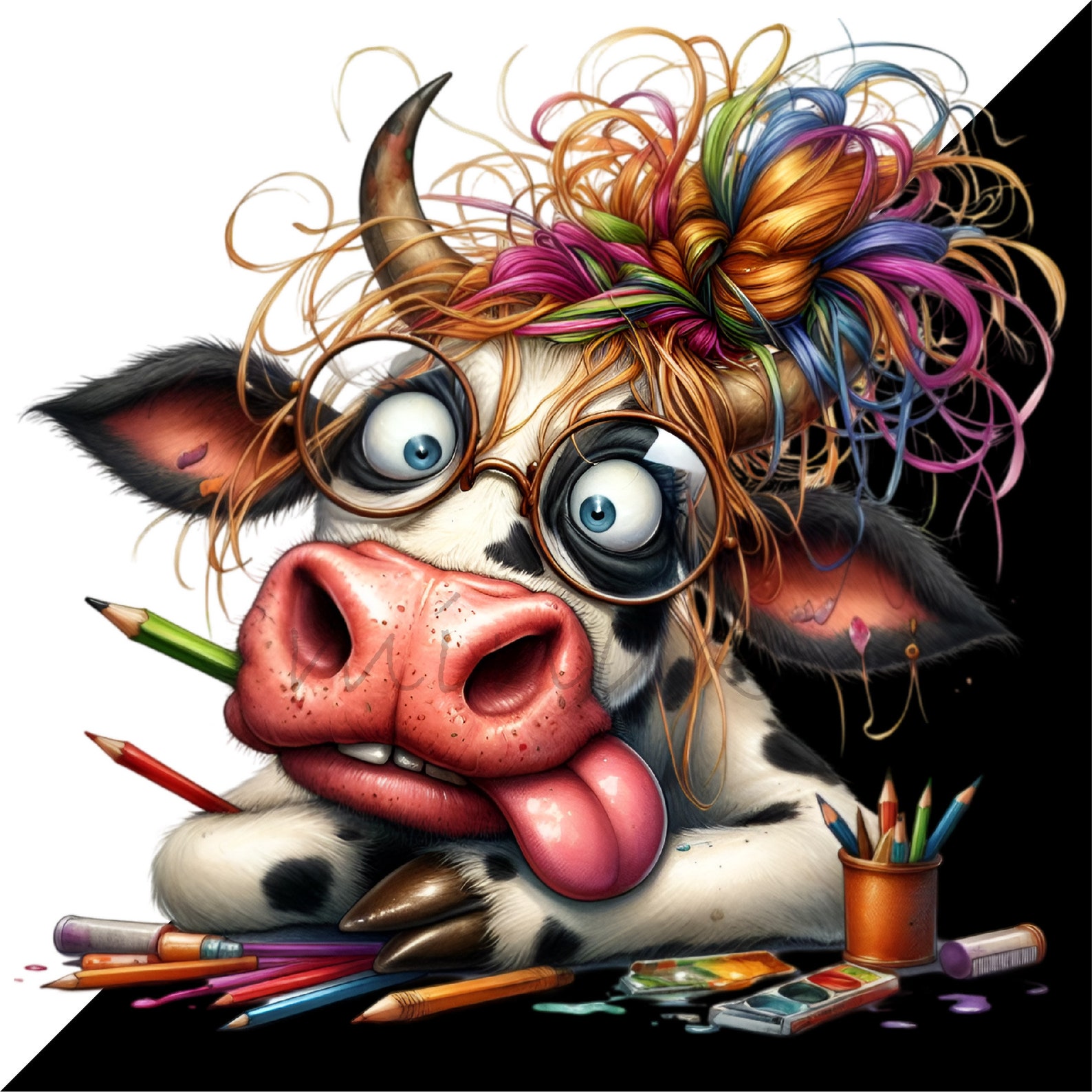 Comics Cow Funny Farm Animal Colorful Cartoon Clipart 14 PNG ...