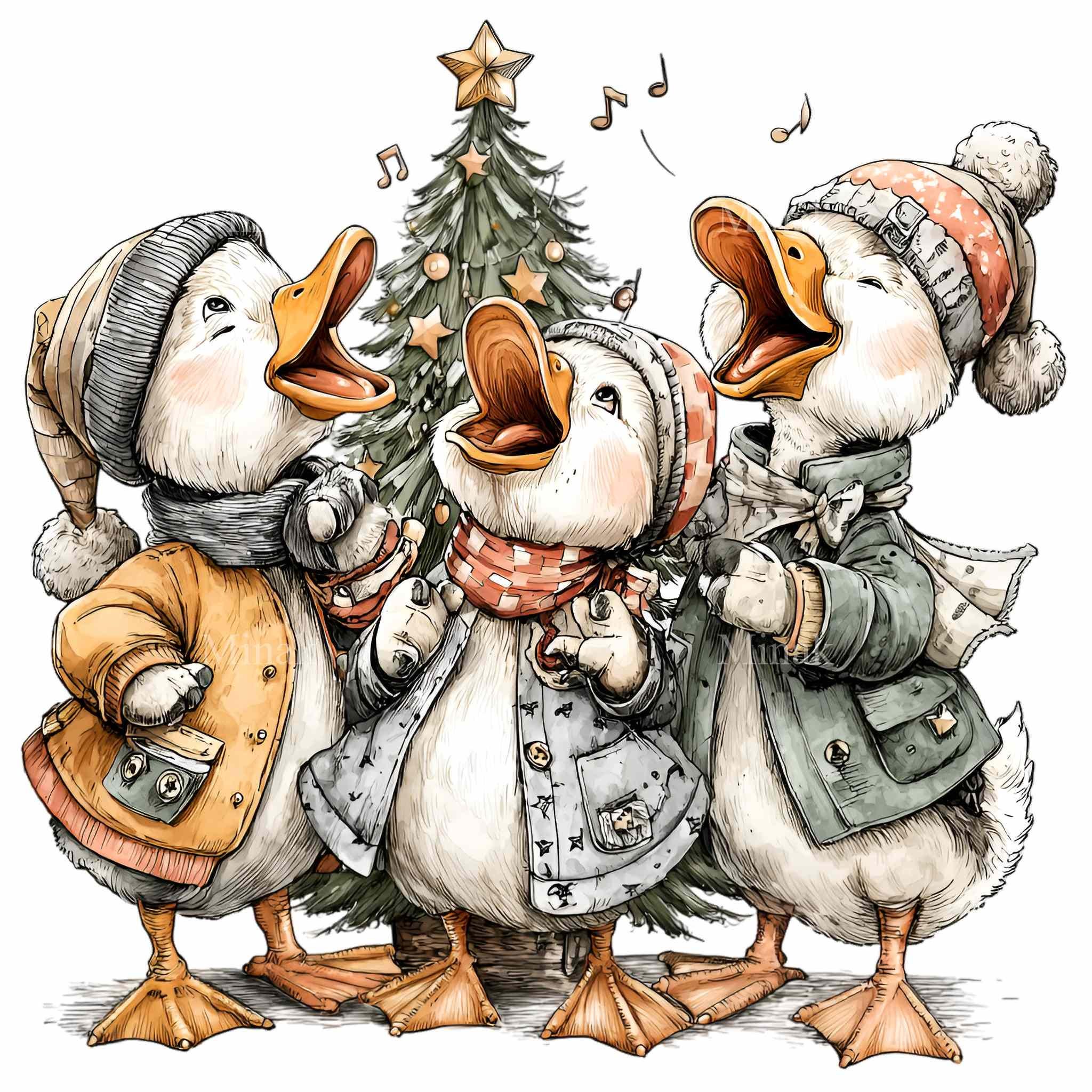 12 PNG Christmas Geese PNG – Cute Goose Clipart for Holiday Crafts ...