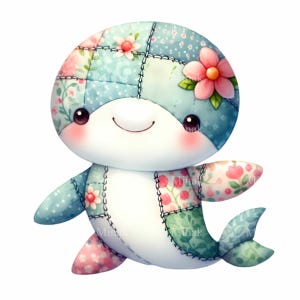 12 Patchwork Dolphin PNG Clipart, Cute Floral Dolphin With Buttons and ...