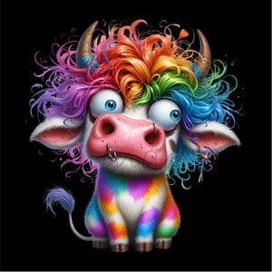 Rainbow Cow Fanny Heifer 15 PNG Farm Animal Illustration Clipart ...