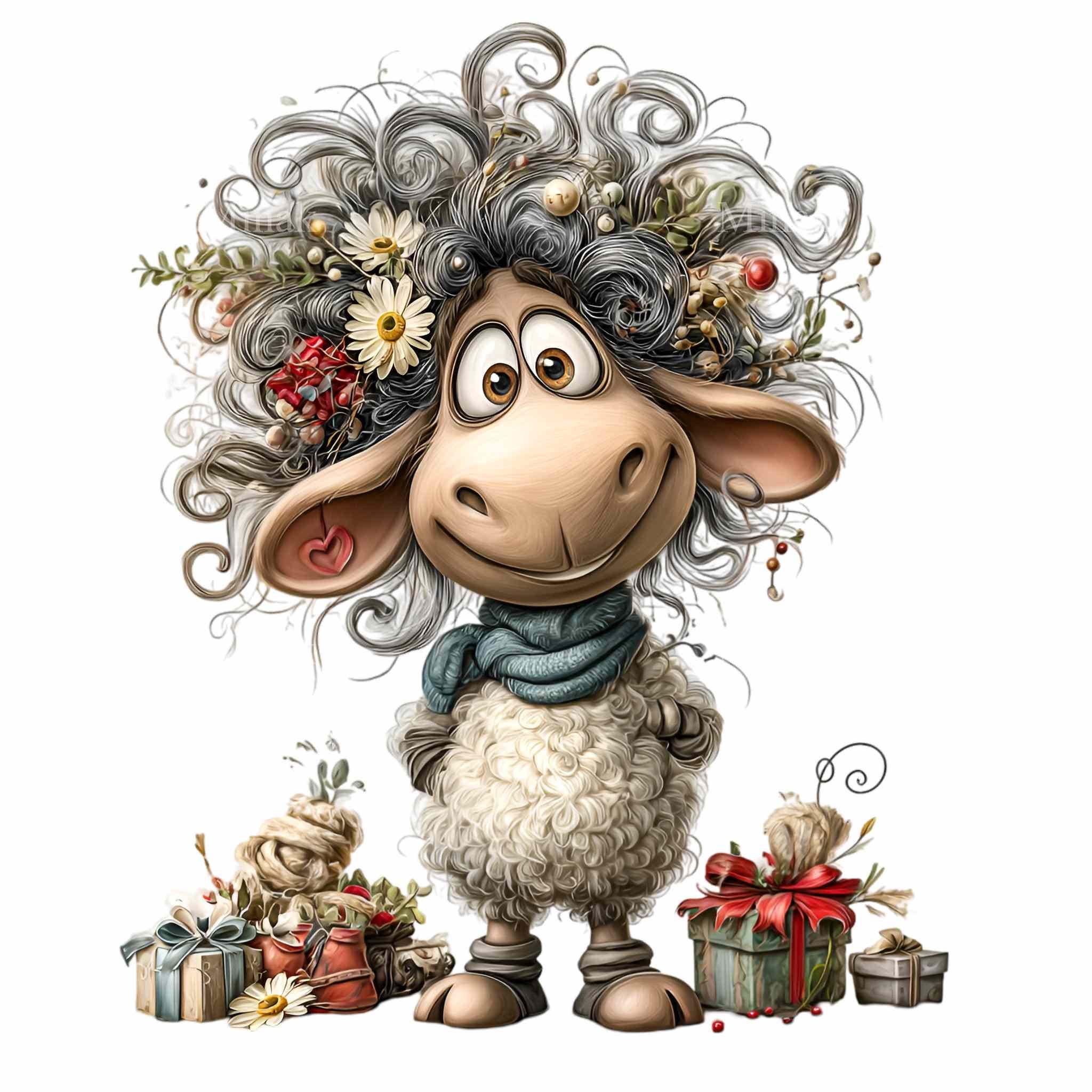 12 PNG Holiday Sheep Clipart – Christmas Lamb PNG – Cute Farm Animal ...