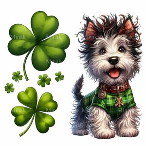 Lucky Dog PNG Clipart - 12 Adorable Puppy With Shamrocks and Plaid ...