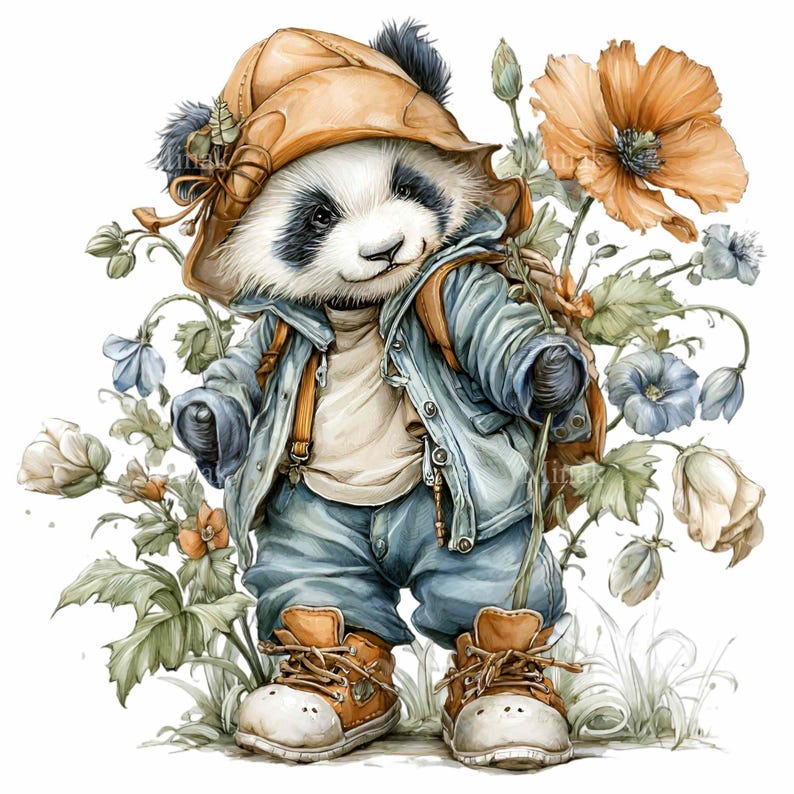 15 PNG Floral Panda Clipart – Cute Baby Bear PNG for Nursery Wall Art ...