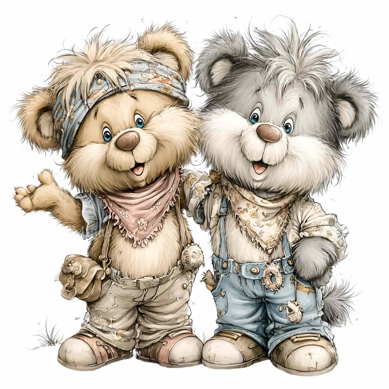 15 PNG Cute Bear Friends Clipart – Adorable Bear Duo PNG for Nursery ...
