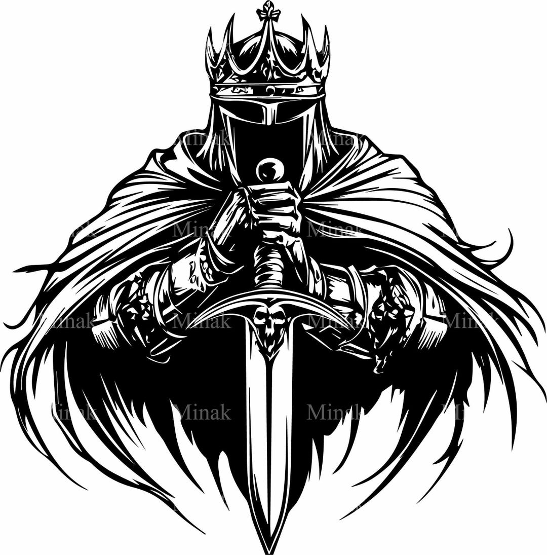 4 Crowned Knight SVG Cut File - Medieval King Warrior With Sword - Epic ...