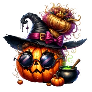 12 Witch Pumpkin PNG Clipart, Spooky Glowing Pumpkin Digital Art ...