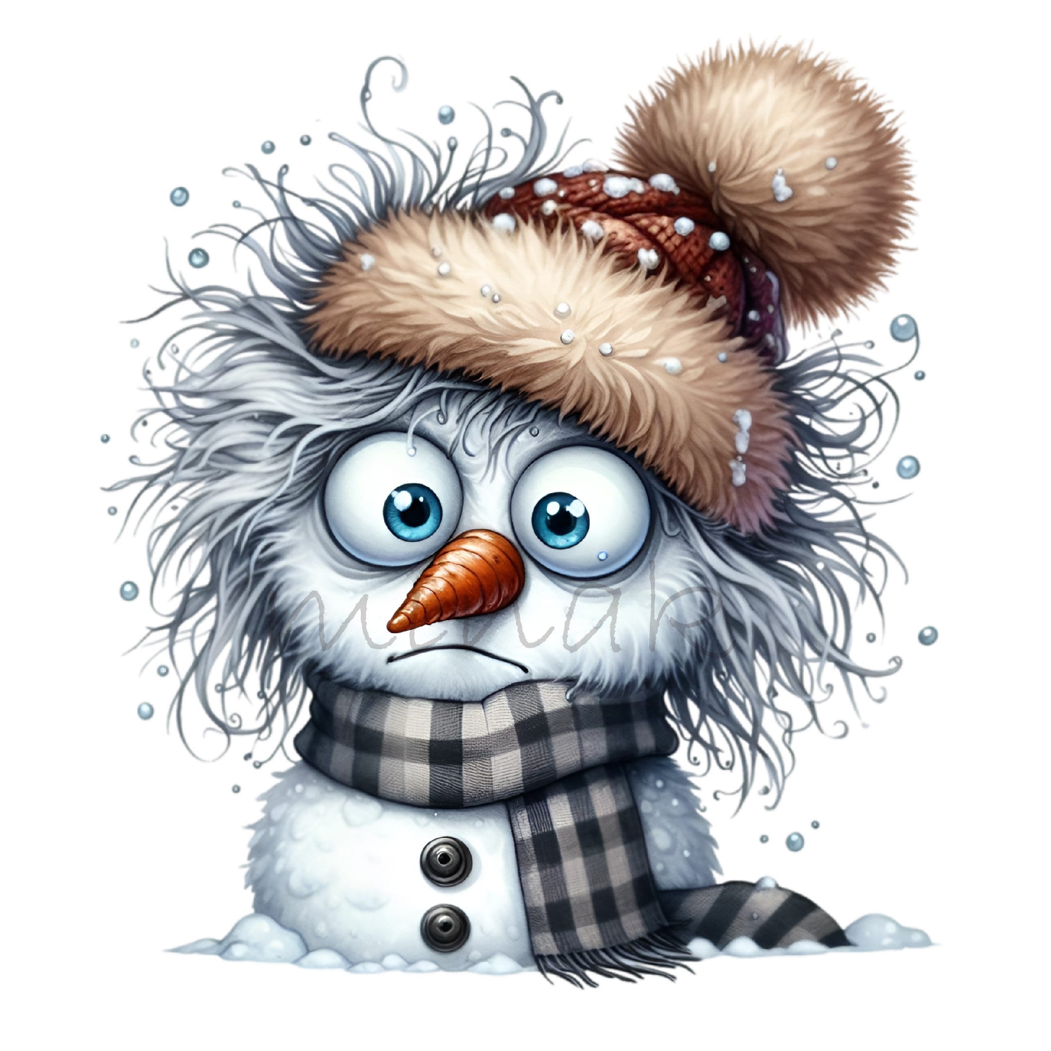 Funny Snowman Winter Hat 12 PNG Crazy Funny Kids Cartoon Illustration ...