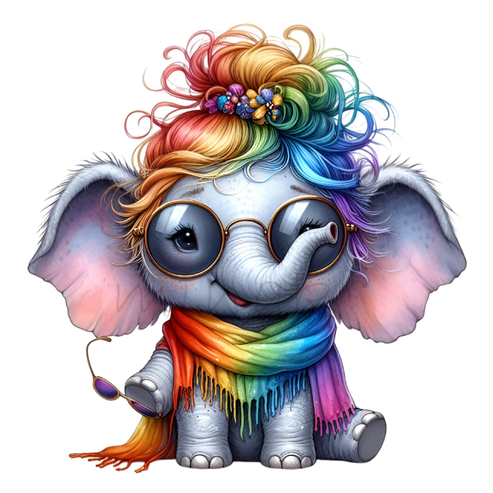 Rainbow Animal Clipart, Elephant Clip Art, Birthday Clipart, 10 PNG ...