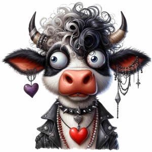Punk Cow With Hearts PNG Clipart 12 Edgy Animal Art With Glasses and ...