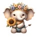 Elephant Girl Clipart, 12 Sunflower Watercolor Elephant Clipart ...