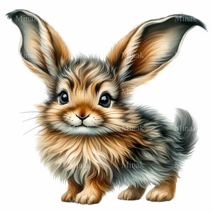 12 Fluffy Bunny PNG Clipart. Adorable Long-eared Rabbit Illustration ...