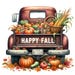 Vintage Green Truck Fall Harvest Clipart 15 Pumpkin and Sunflower Fall ...