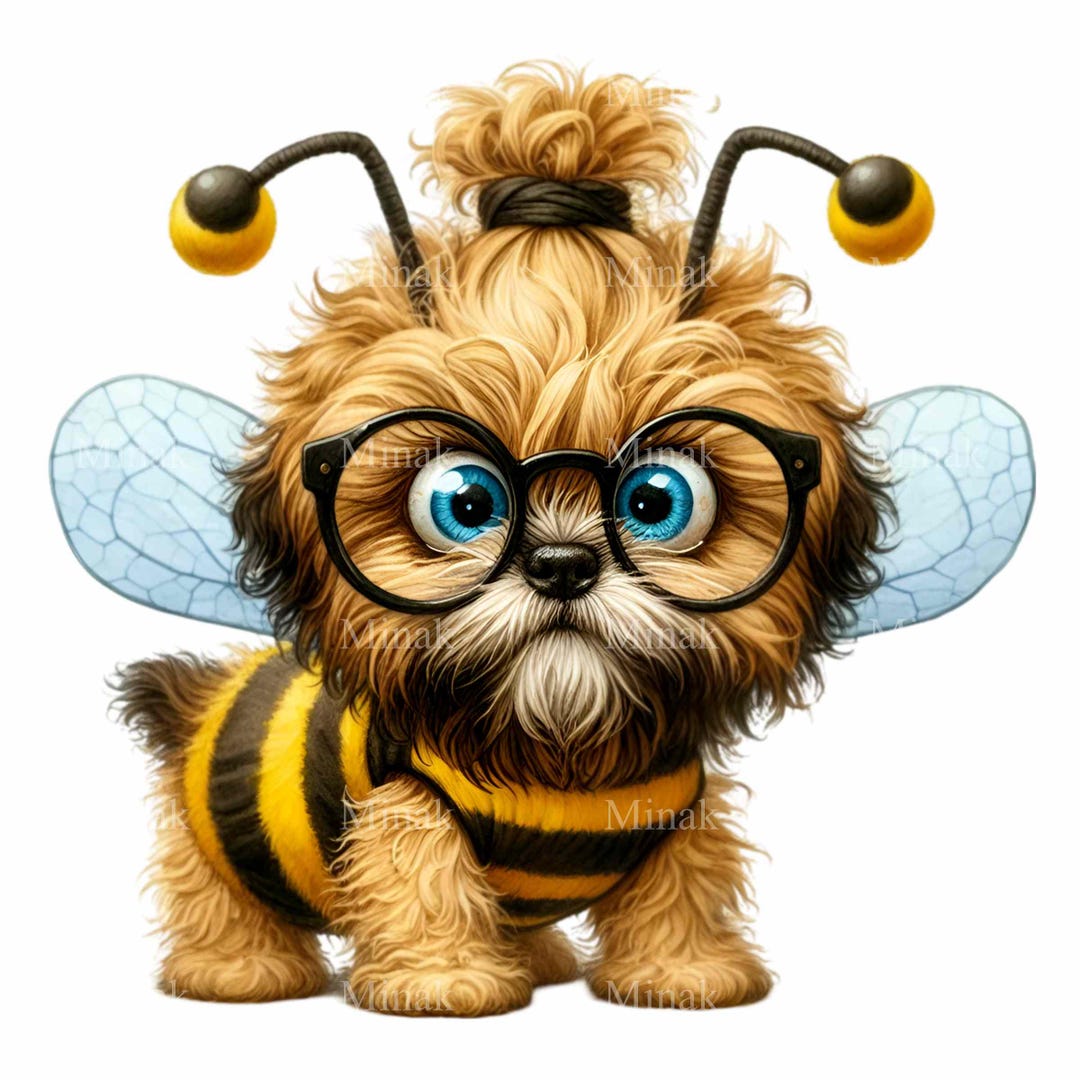 12 Bee Dog PNG Clipart – Cute Fluffy Puppy With Big Eyes, Bumblebee ...