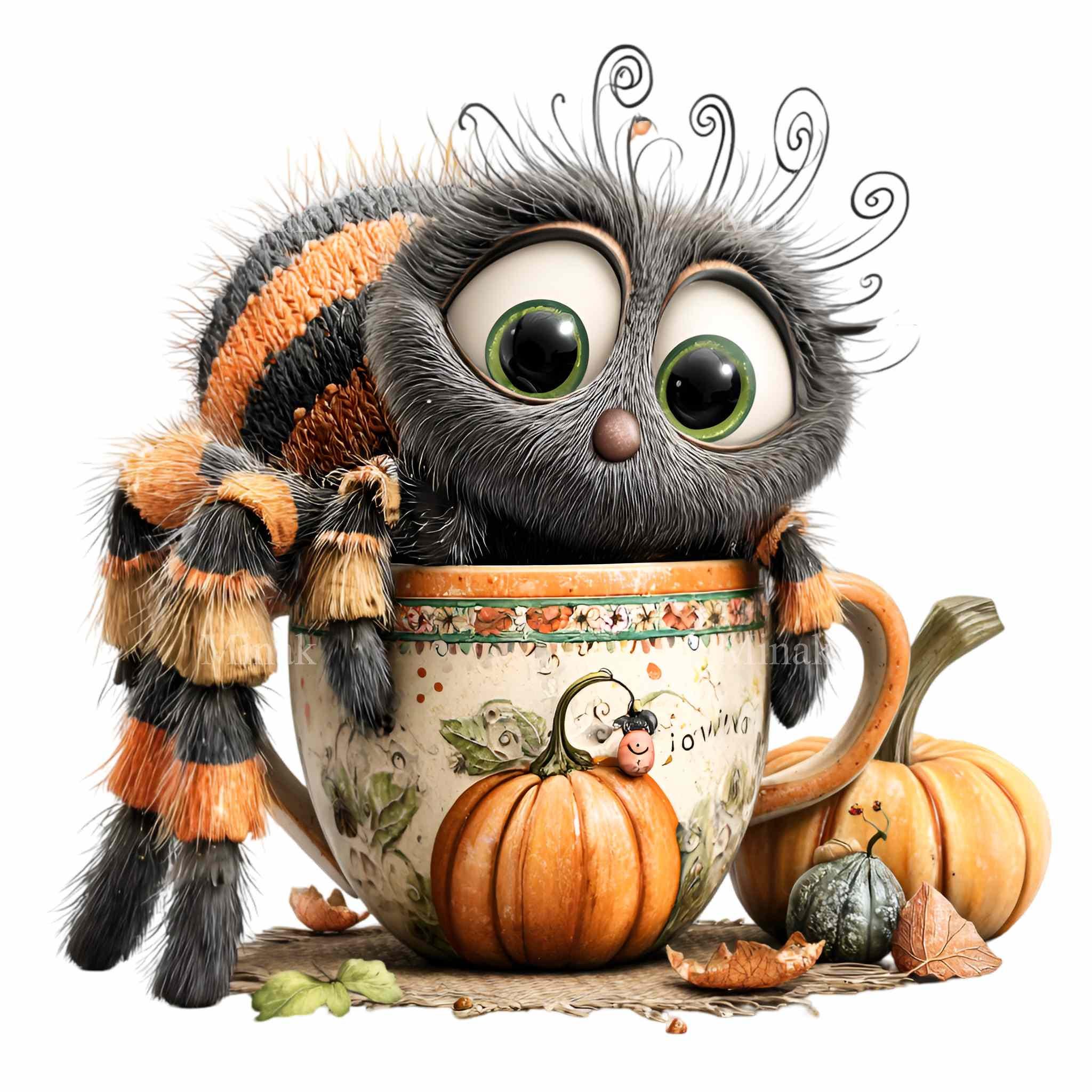 11 PNG Autumn Spider Clipart – Cute Bug in Teacup PNG – Fall Decor ...