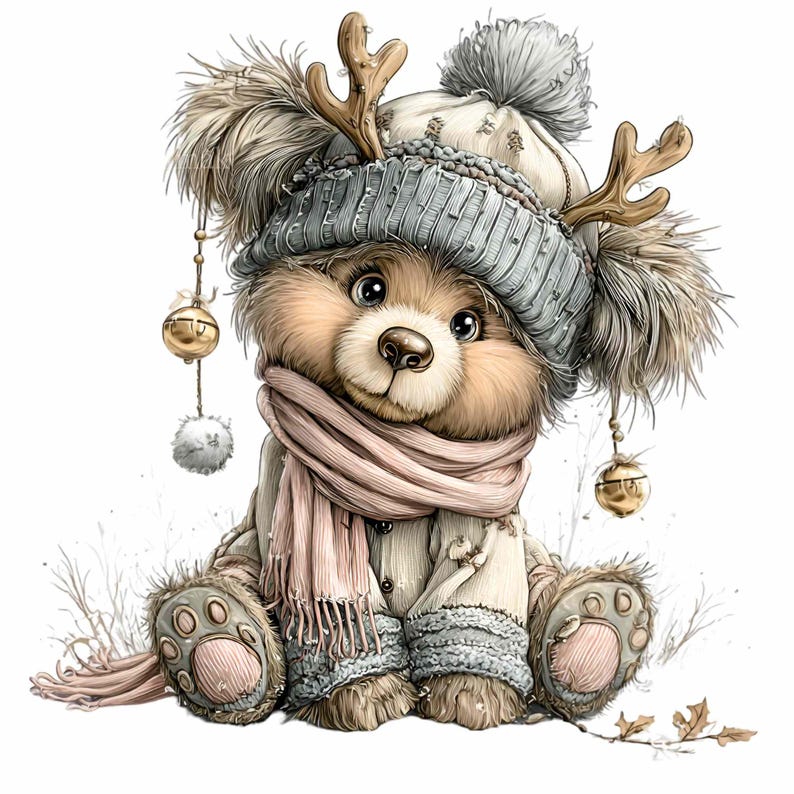 16 PNG Winter Bear Clipart – Cute Christmas Bear PNG for Sublimation ...