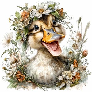 12 PNG Floral Duckling Clipart – Cute Duck PNG – Spring Animal ...