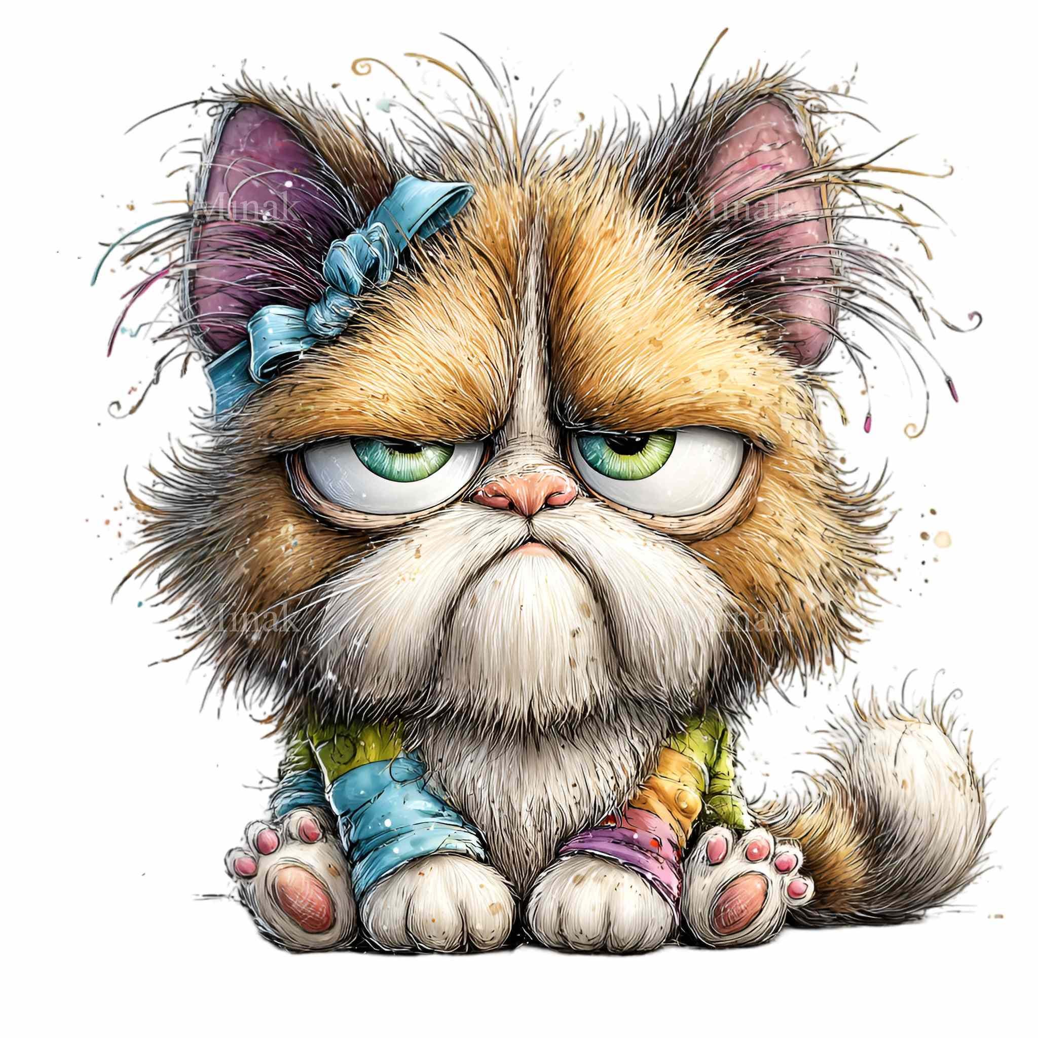 12 PNG Grumpy Birthday Cat Clipart – Funny Feline PNG – Card Makers ...
