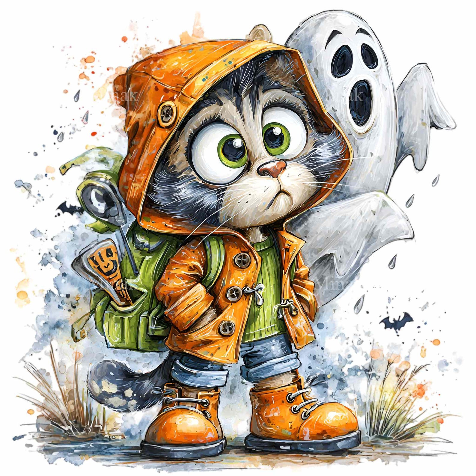 16 PNG Halloween Cat and Ghost Clipart – Cute Autumn Pet PNG – Funny ...