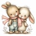 16 PNG Bunny Couple Clipart – Baby Rabbits Hug Illustration, Pastel ...