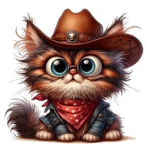 Funny Cat With Cowboy Hat and Bandana 12 PNG Comics Western Animal ...
