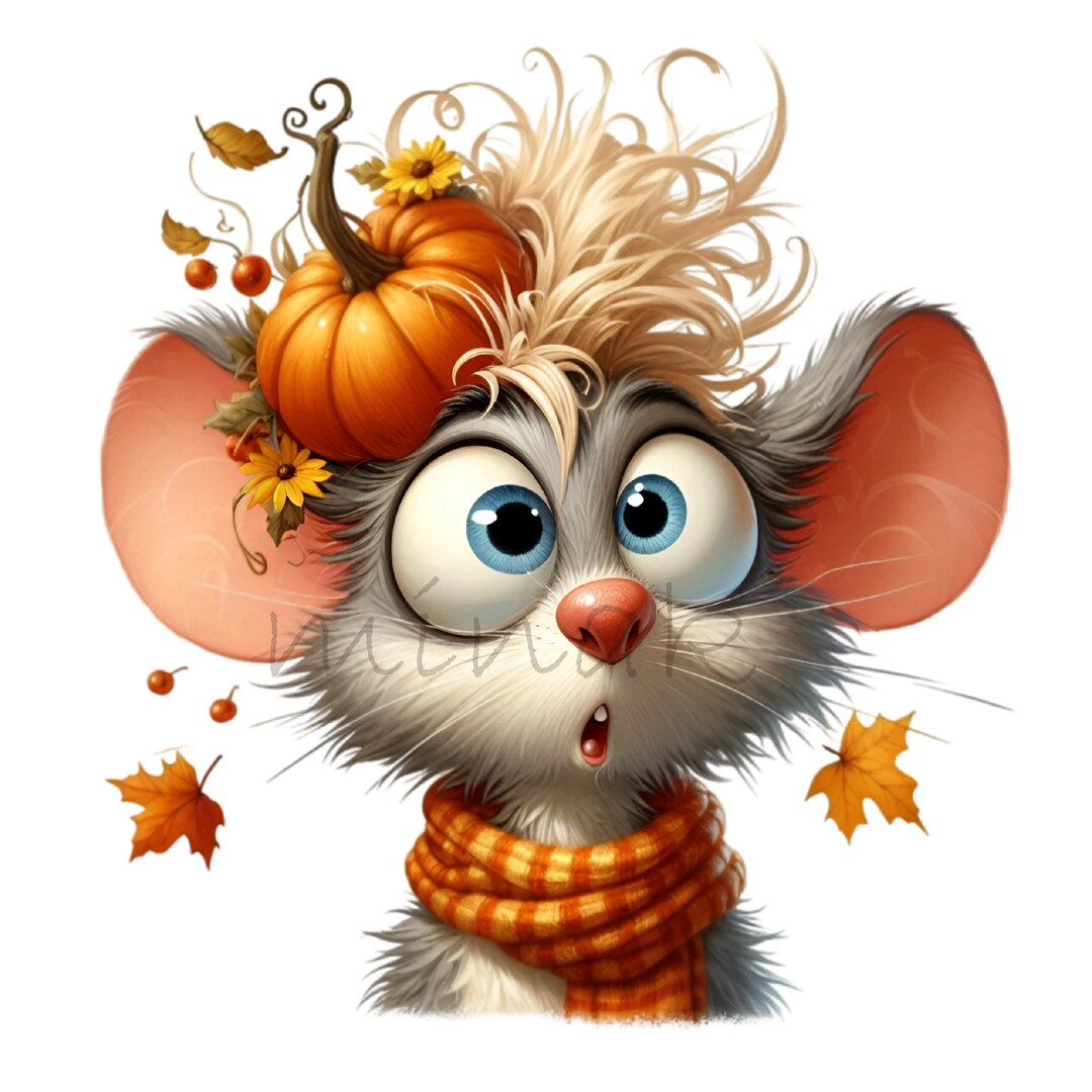 10 PNG Autumn Mouse Fall Pumpkin Clipart, Rodent Scarf - Etsy