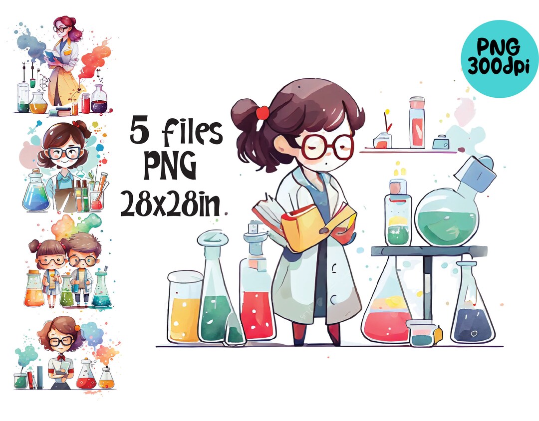 Chemistry Lab Clipart Watercolor School Science Teacher PNG - Etsy