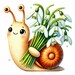 14 Spring Snail PNG Clipart - Cute Snail Holding Snowdrops for Floral ...