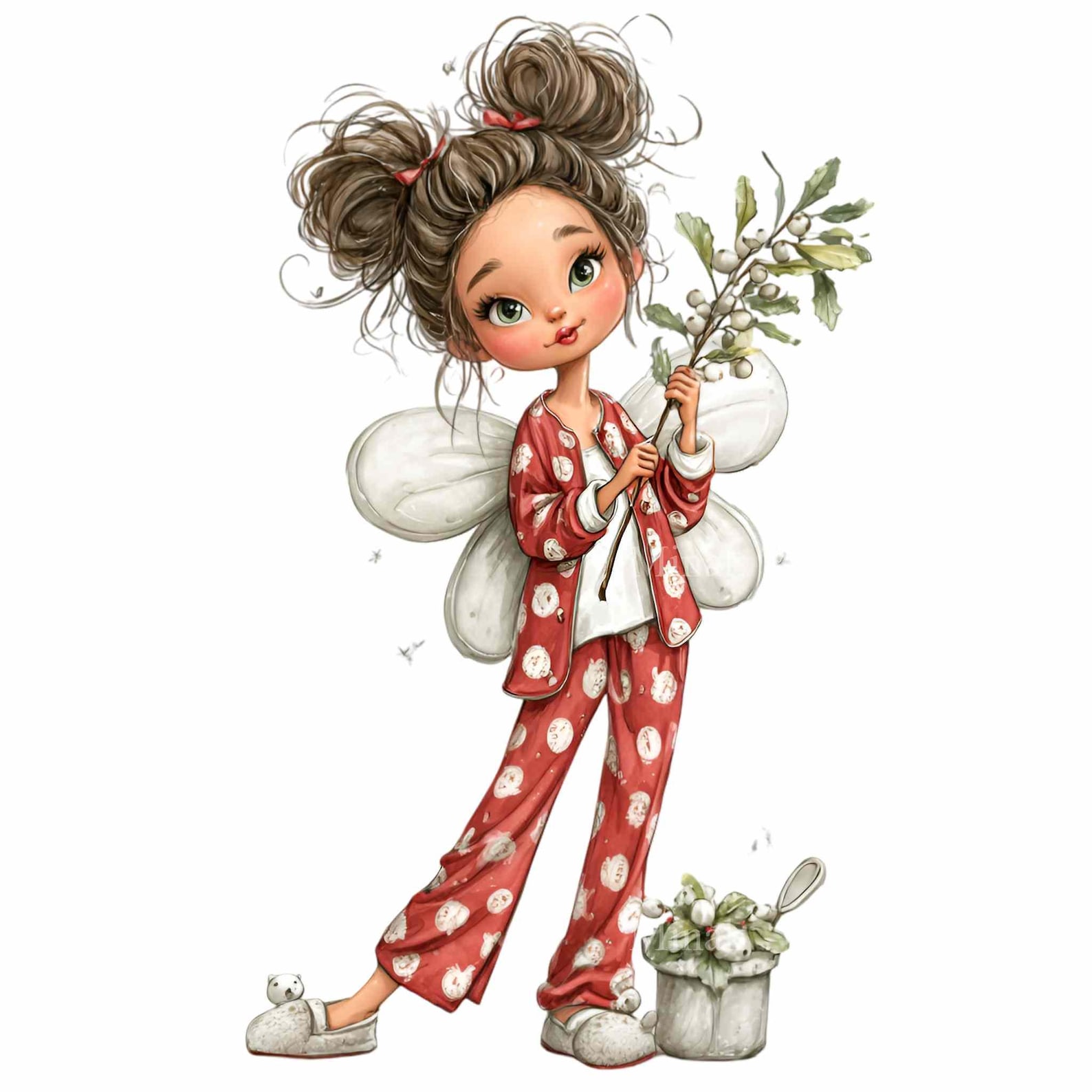 16 PNG Christmas Fairy Clipart – Cute Pajama Girl Illustration ...