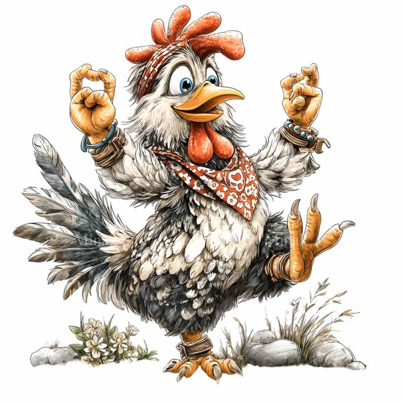 16 PNG Peace Sign Chicken Clipart, Hippie Farm Bird Illustration, Funny ...