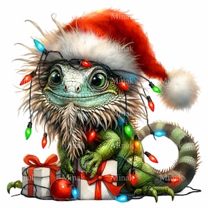 Christmas Lizard With Santa Hat PNG Clipart | 12 Adorable Reptile ...