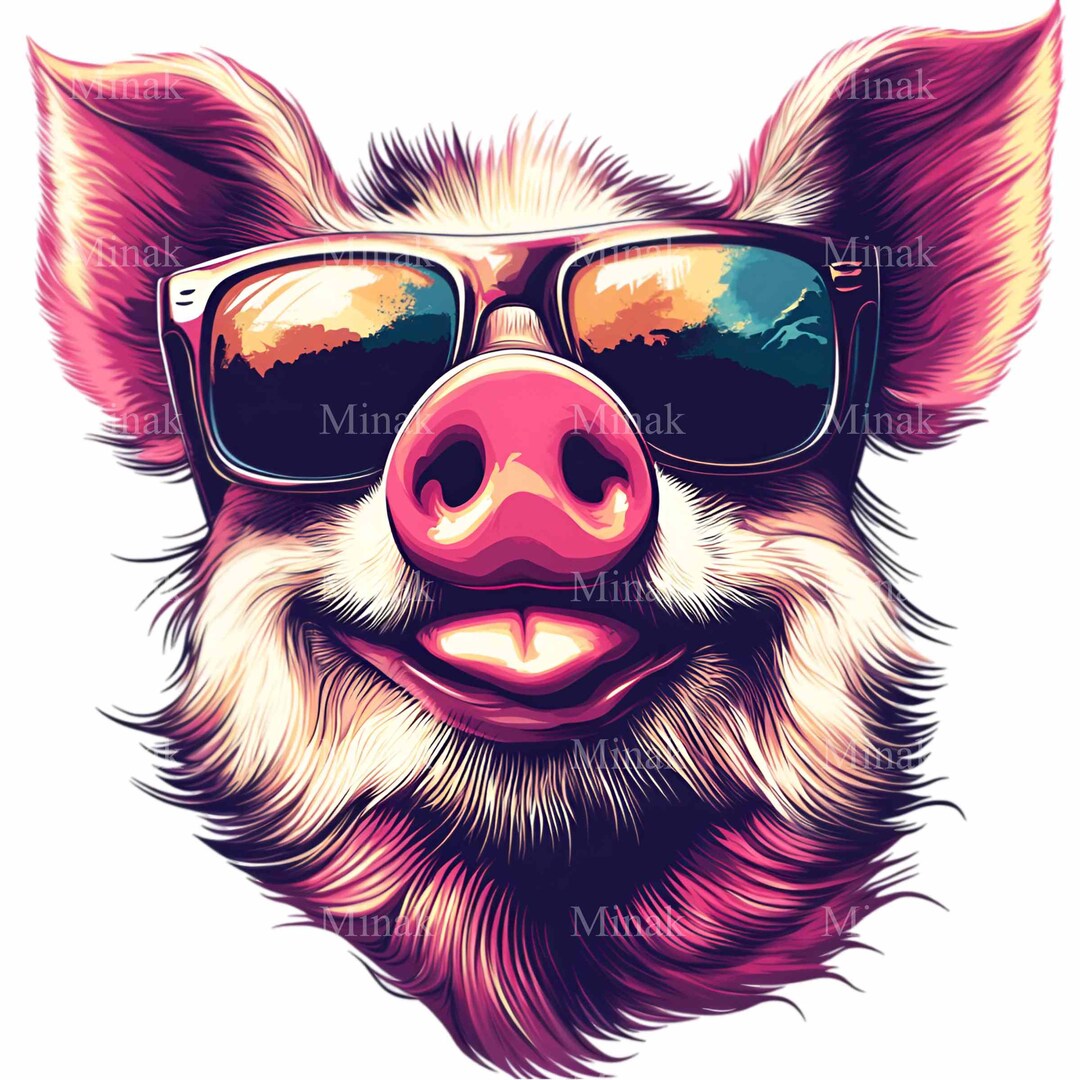 12 Cool Pig PNG Clipart - Trendy Pig With Sunglasses - Fun and Colorful ...