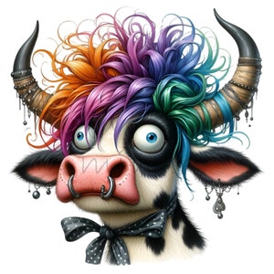 10 PNG Rainbow Cow Clipart – Colorful Cow PNG – Funky Farm Animal ...