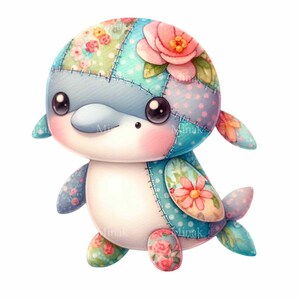 12 Patchwork Dolphin PNG Clipart, Cute Floral Dolphin With Buttons and ...